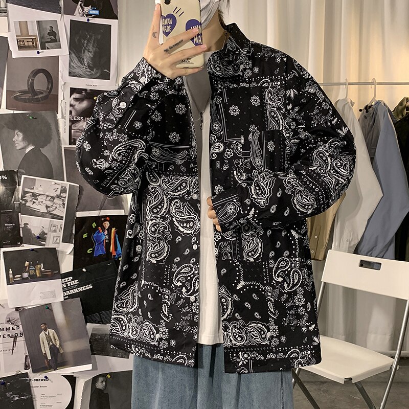 2021Spring Cashew Printed Shirts Men Long Sleeved ... – Grandado