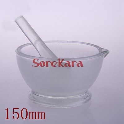 150mm Footed Glass Mortar and Pestle Mixing Grindi... – Grandado