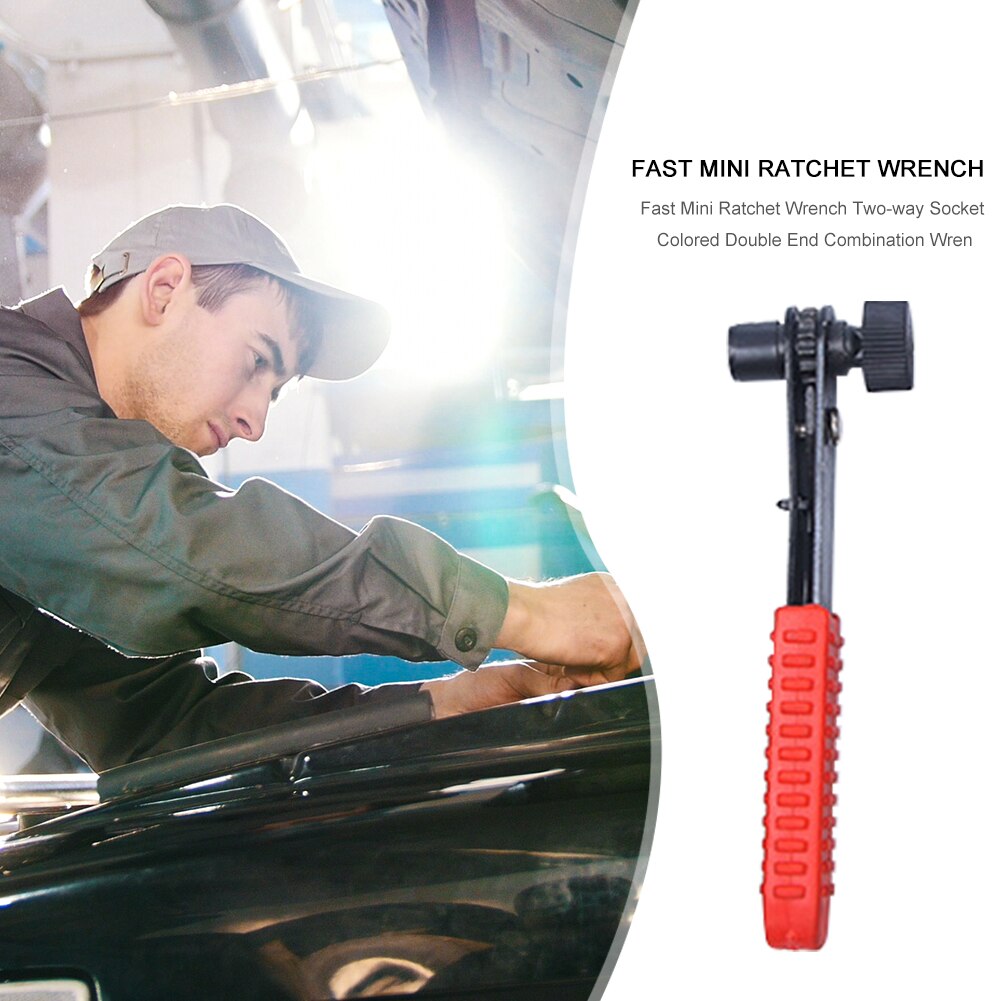 Portable Red Black Mini Rapid Ratchet Wrench 1/4" ... – Grandado