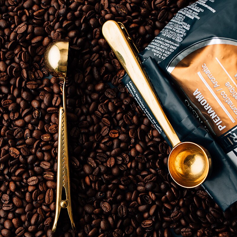 Rustfrit stål kaffeske klip guld sølv kaffe te mål... – Vicedeal