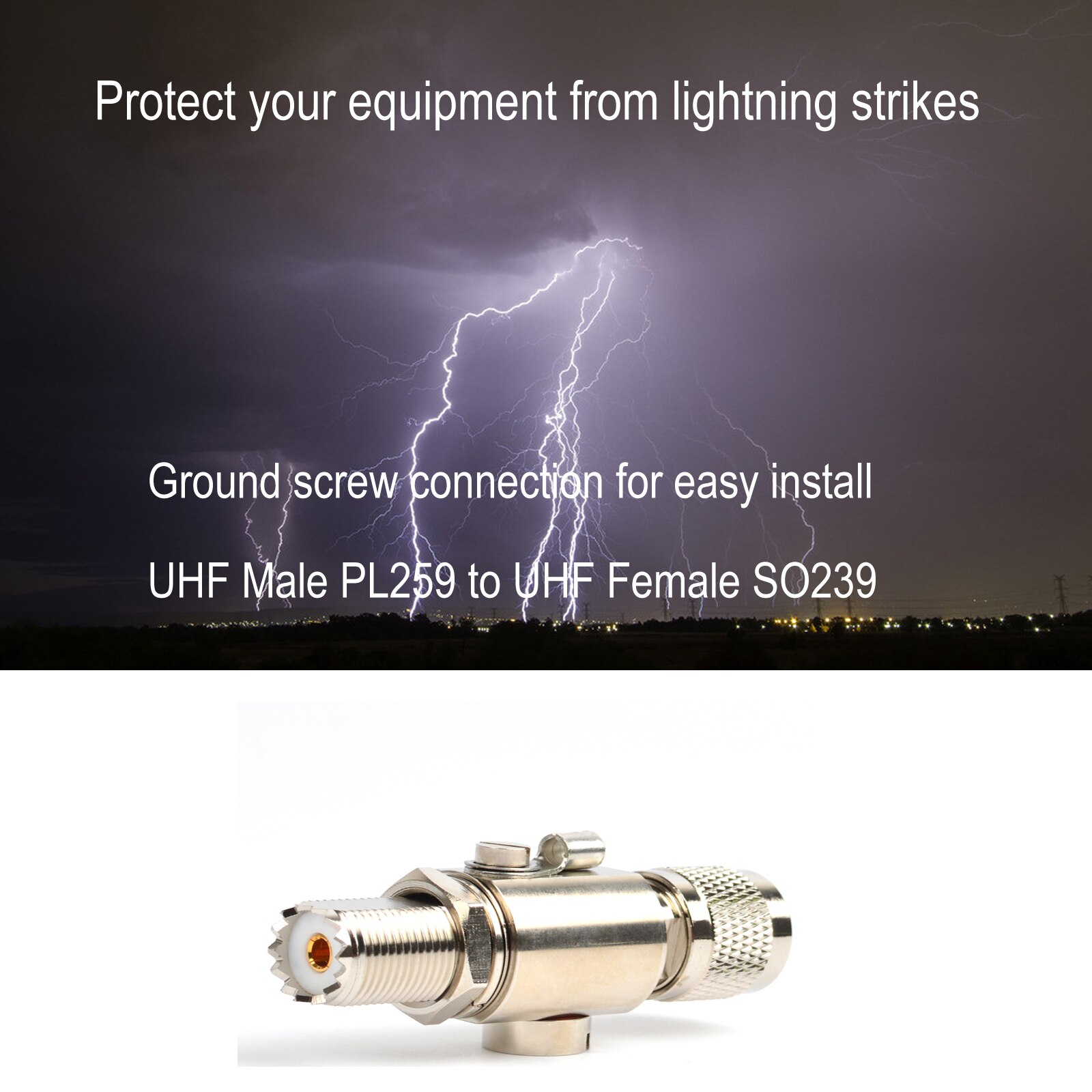 HYS UHF Coaxial Lightning Arrestor PL259 Surge Pro... – Grandado