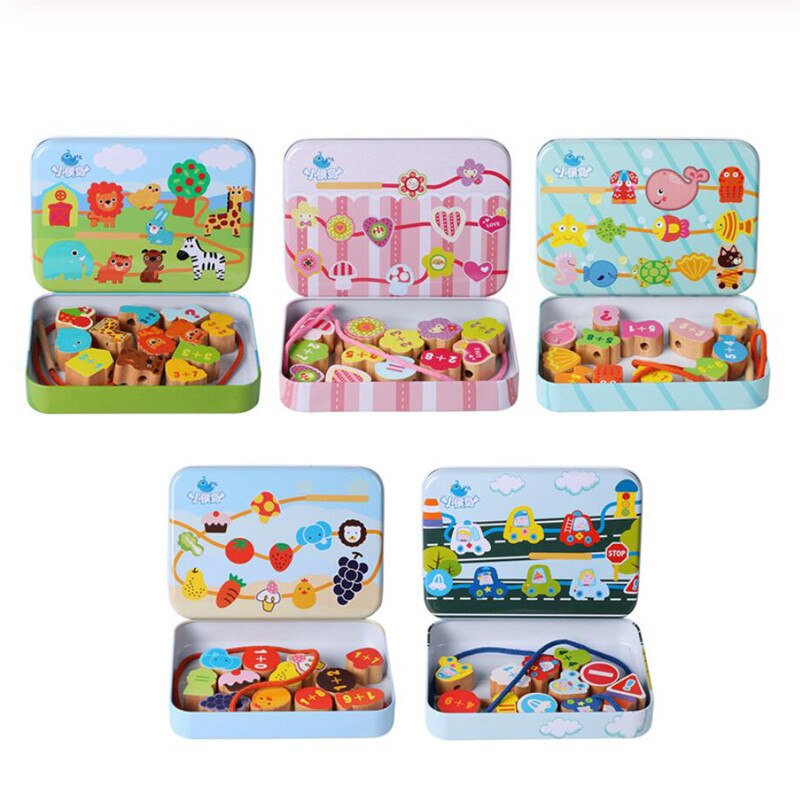 Wooden toys Baby DIY Toy Cartoon Fruit Animal Stri... – Vicedeal