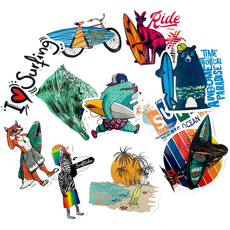 50Pcs Outdoor Sports Tropical Beach Surf Graffiti ... – Grandado