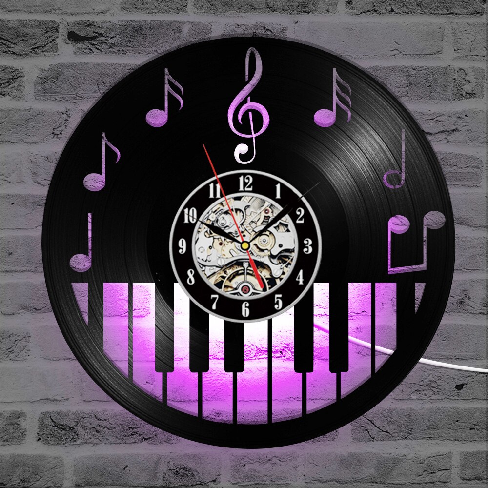Piano Keybord Luminous Vinyl Record Clock and Anti... – Grandado