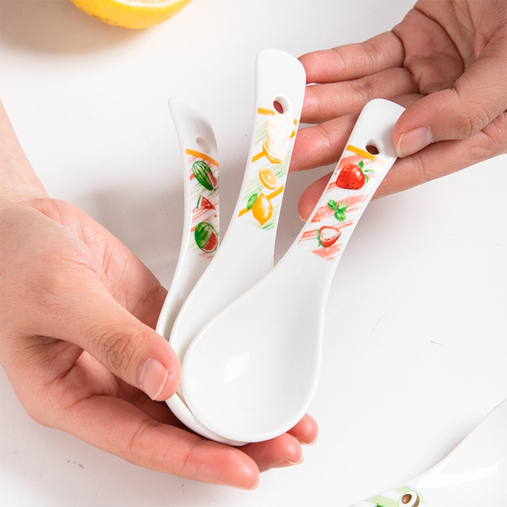 4 Pcs Keramische Lepel Fruit Patroon Lepel Creatie... – Vicedeal