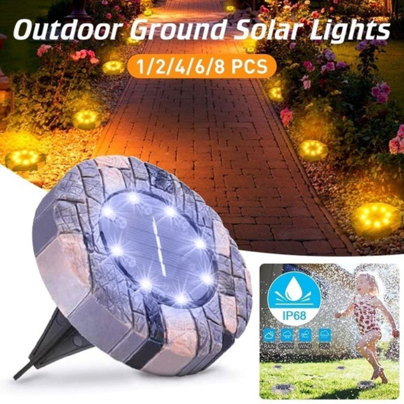 8 Led Solar Powered Lights Outdoor Ground IP68 Wat... – Grandado