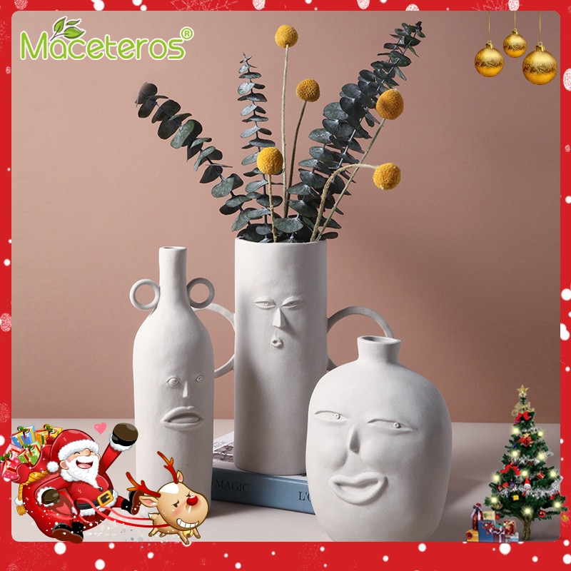 Nordic Abstract Character Ceramic Vase Simple Bisc... – Vicedeal