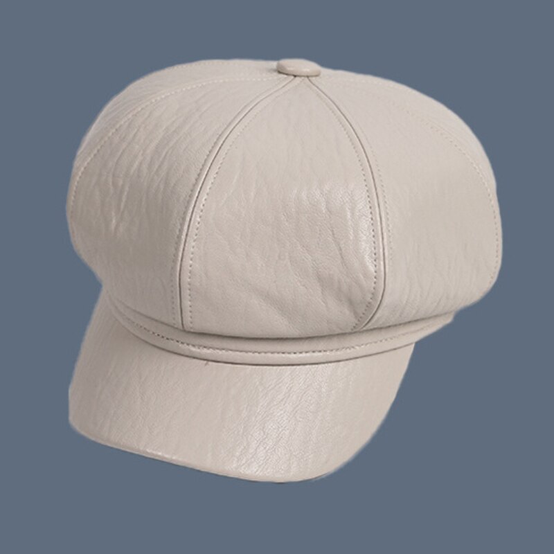 HT3244 Women Beret PU Leather Octagonal Newsboy Ca... – Grandado
