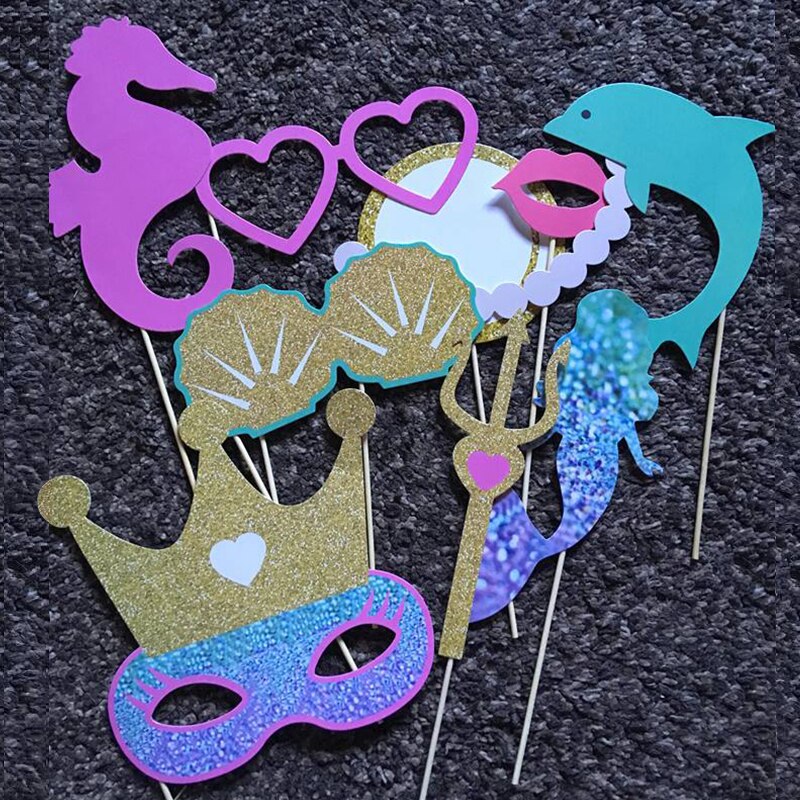 10Pcs Mermaid Photo Booth Props Happy Birthday Dec... – Vicedeal