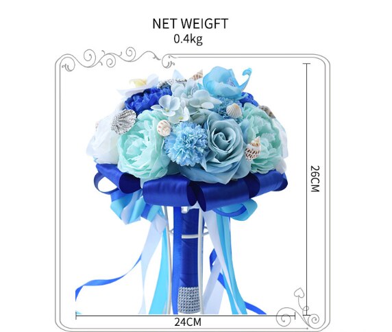 Ocean Blue Bridal Wedding Bouquet Artificial Silk ... – Grandado
