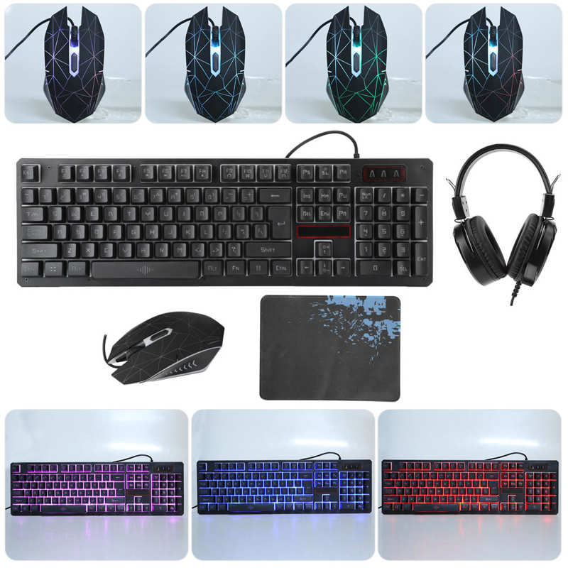 3Pcs Wired Keyboard Mouse Headset Set Gaming Backl... – Vicedeal