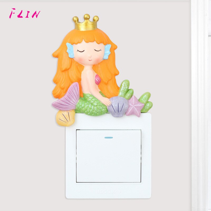 Crown Mermaid Hars Schakelaar Sticker 3D Muurstick... – Vicedeal