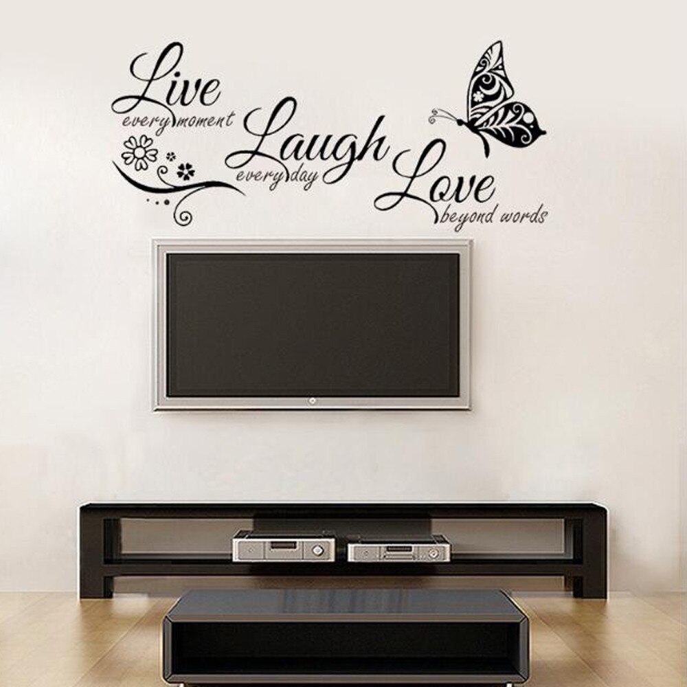 Live Laugh Love Butterfly Flower Wall Sticker Art ... – Grandado