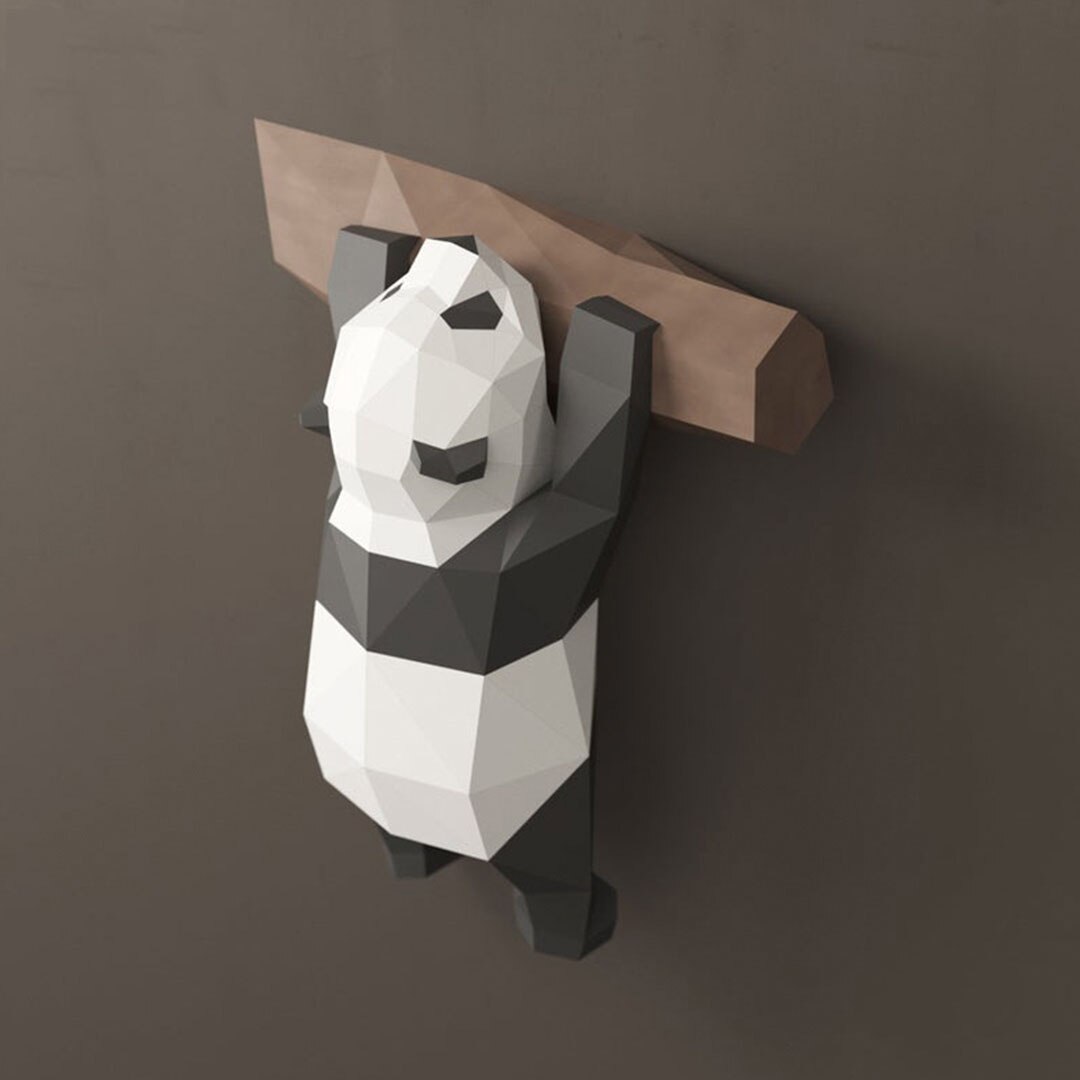 3D Wall-Mounted Panda Paper Model DIY Handmade Geo... – Grandado