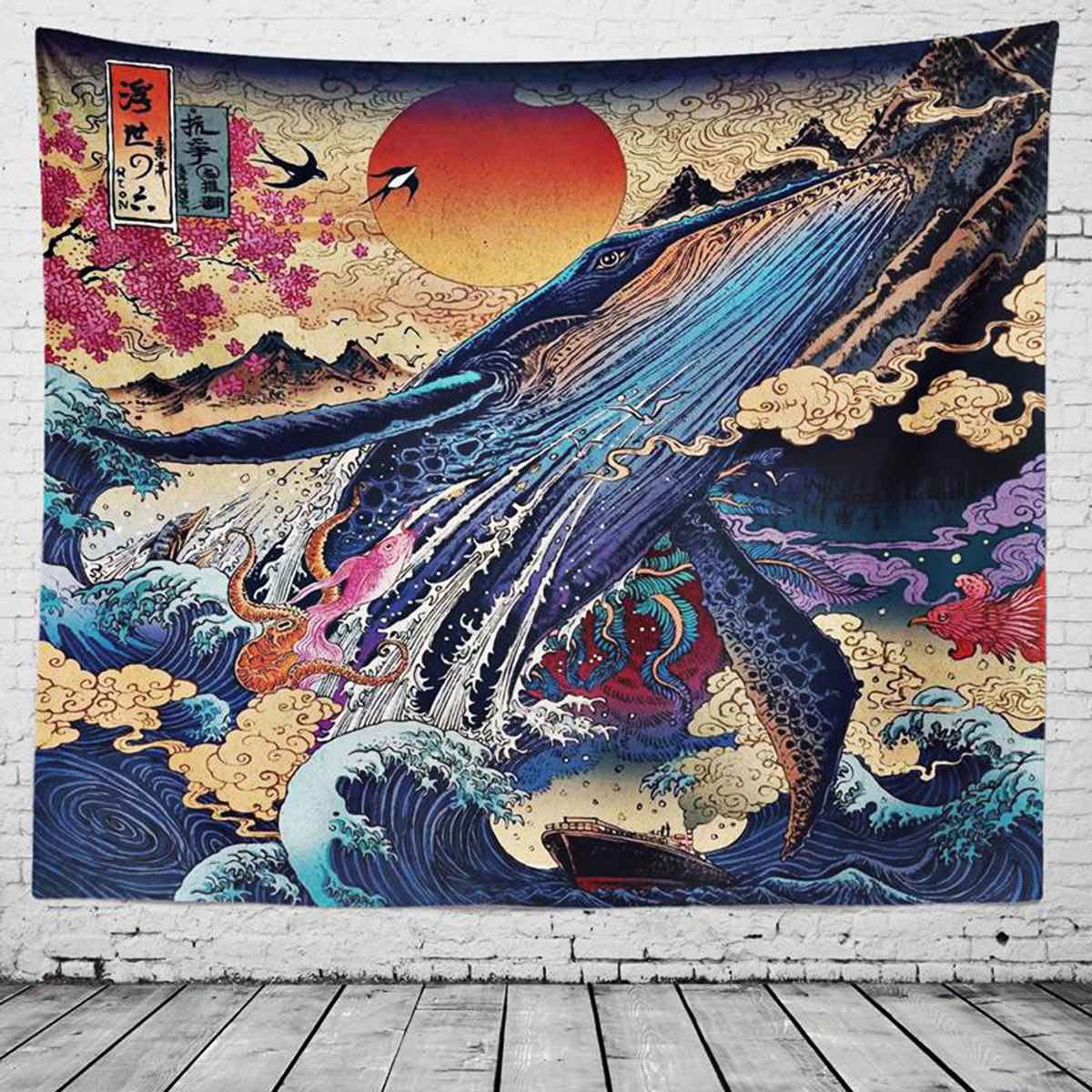 3 Sizes 3D Ocean Wave Sunset Tapestry Japanese Tap... – Vicedeal