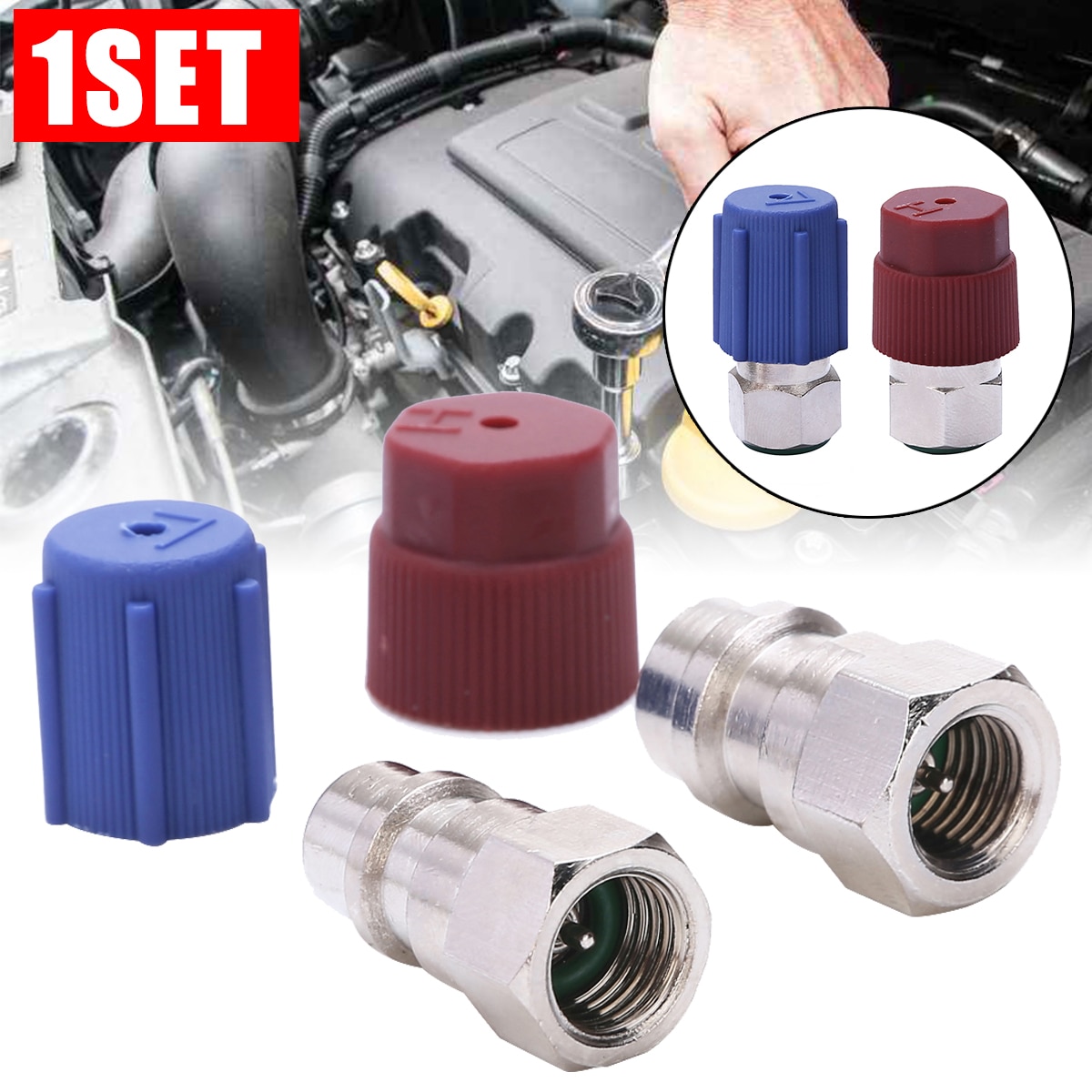 2pcs Red Blue Car Retrofit Conversion Adapter 1/4 ... – Grandado