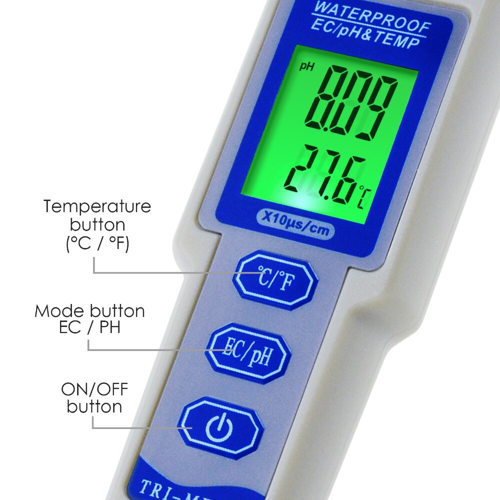 pH /EC/Temperature Meter ATC 3 in 1 Waterproof Pen... – Grandado