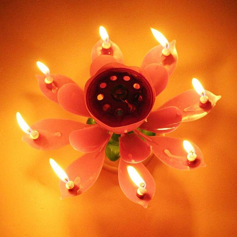 Music Cake Candle Rotating Flower Candle Birthday ... – Vicedeal