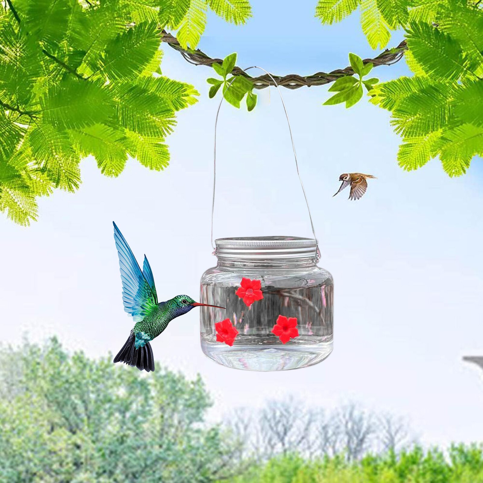 Beautiful Hummingbird Feeder Mason Jar With Ports ... – Grandado