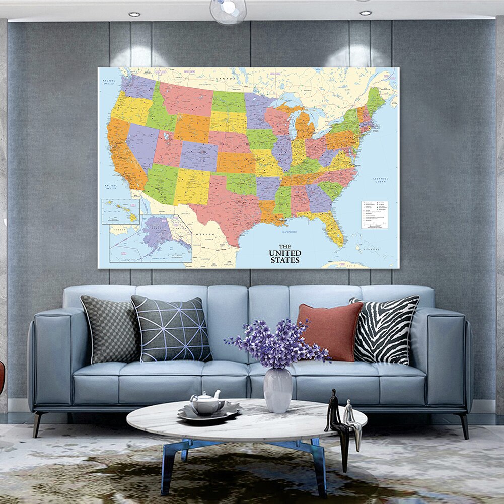 140*100cm Political Map of The America with Detail... – Grandado