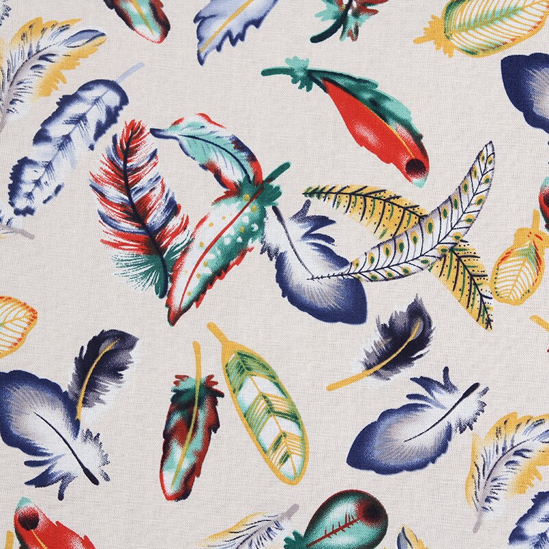 Feather pattern fabric Retro style fabric Calico P... – Grandado