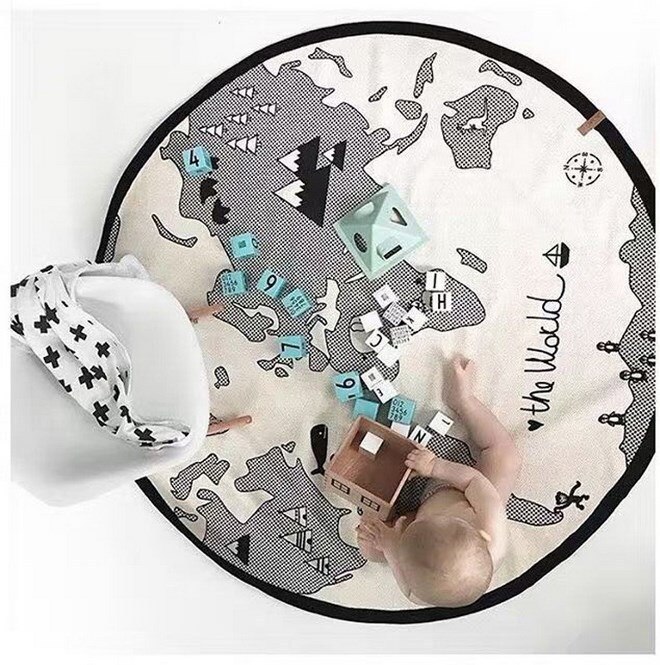 135 Cm Infant Baby Round Play Mat The World Map Pu... – Grandado