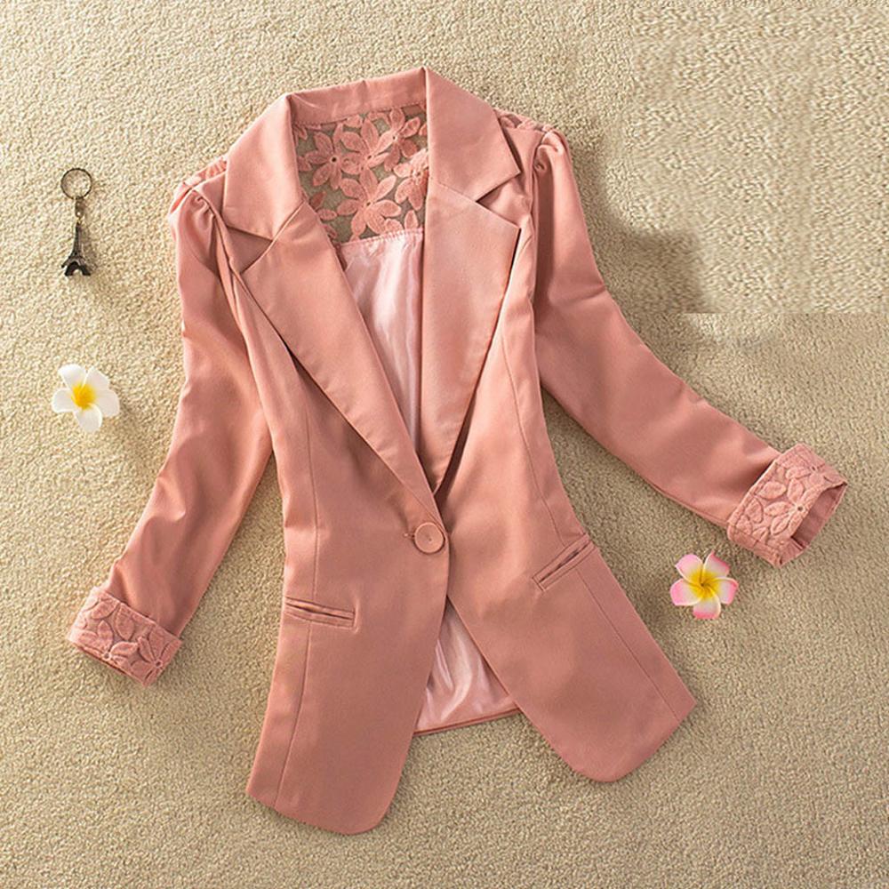 Women White Blazer Long Sleeve Office Jacket Solid... – Grandado