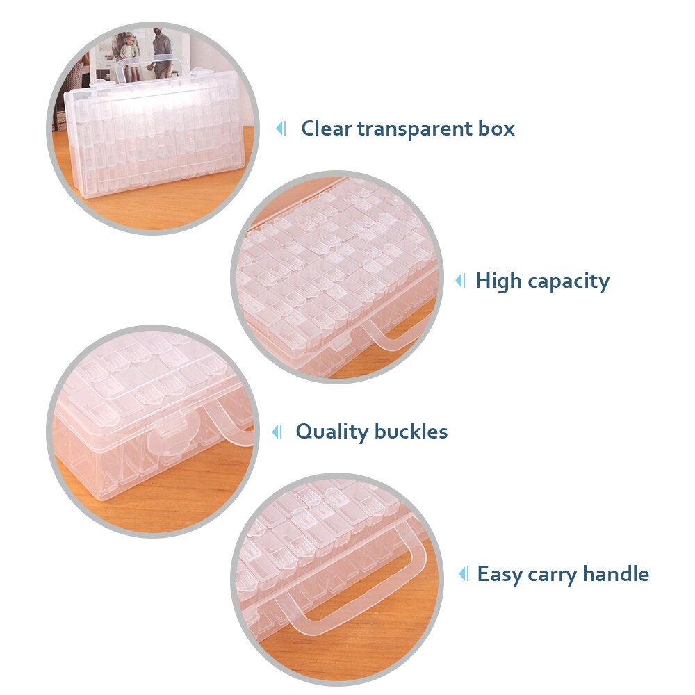 24/42/64 Bottles Clear Diamond Storage Box Plastic... – Grandado