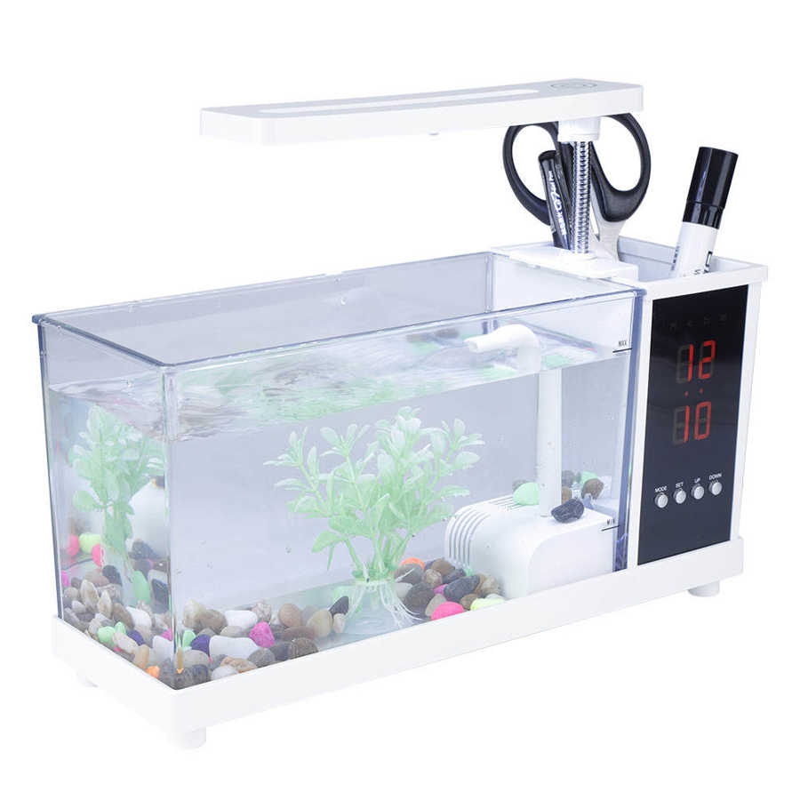 USB Desktop Mini Aquarium Fish Tank Aquarium with ... – Grandado
