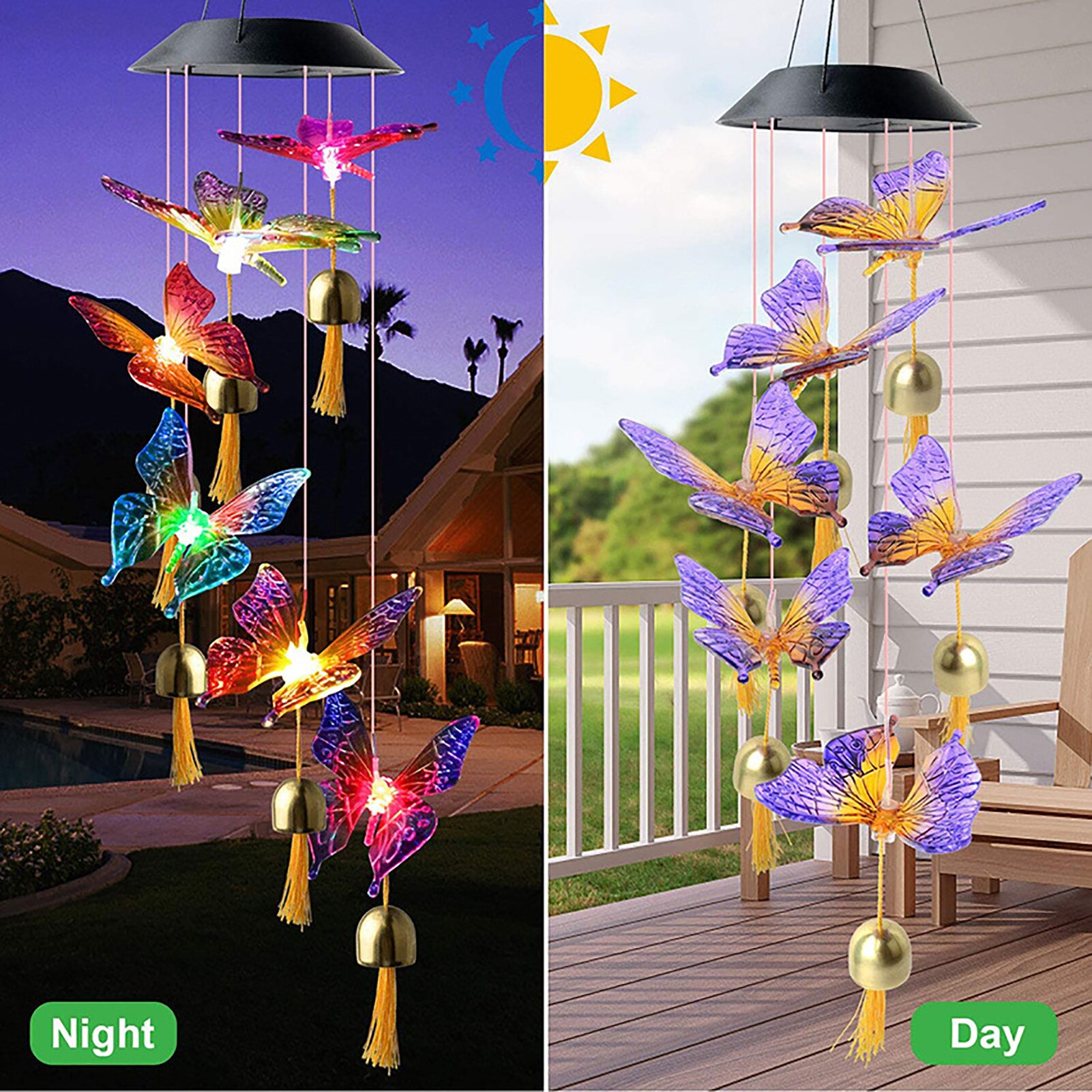Color Changing Solar Power Wind Chime Crystal Butt... – Grandado
