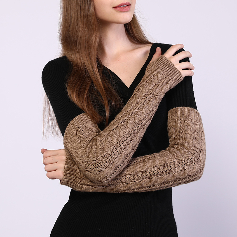 Solid Color Knitted Twist Arm Sleeve Thermal Arm S... – Grandado
