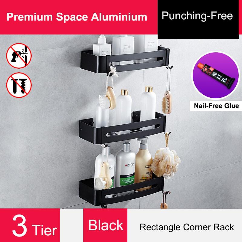 Wall Mounted Bathroom Rack Shampoo Space Aluminum ... – Vicedeal