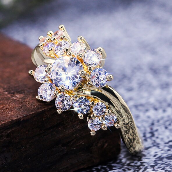 Huitan Romantic Korean Flower Ring Gold Flower Sha... – Grandado