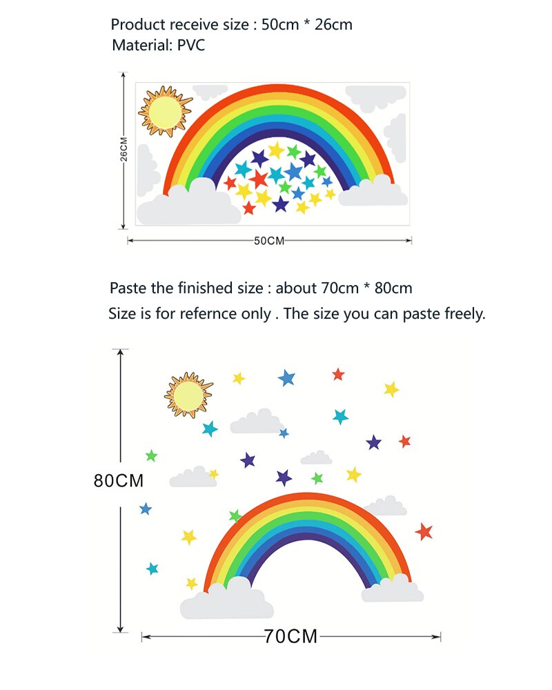 Cartoon Rainbow Stars Muursticker Voor Kinderen Ka... – Vicedeal