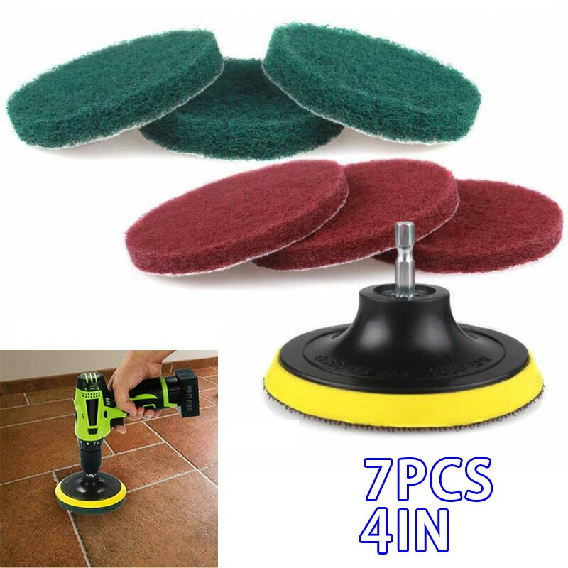 7Pcs 4 Power Scrubber Scouring Scrub Pad Bath Tile... – Grandado