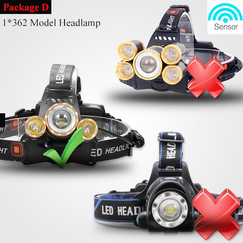 Newest Sensor LED Headlamp 5*T6 High Power lantern... – Grandado