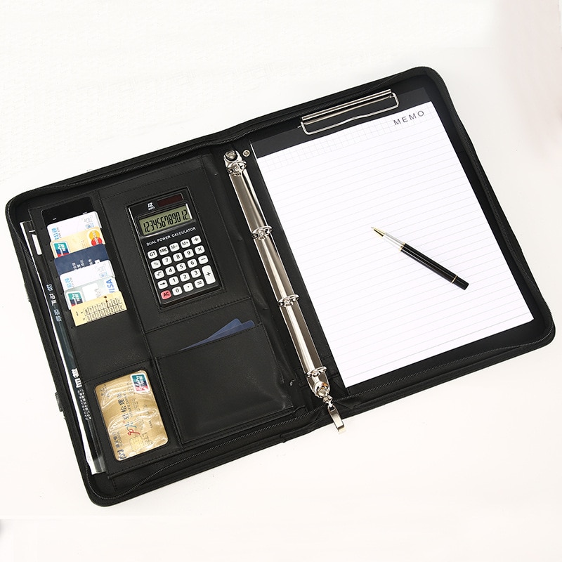 A4 Binder Folder PU Leather Portable Manager Padfo... – Grandado