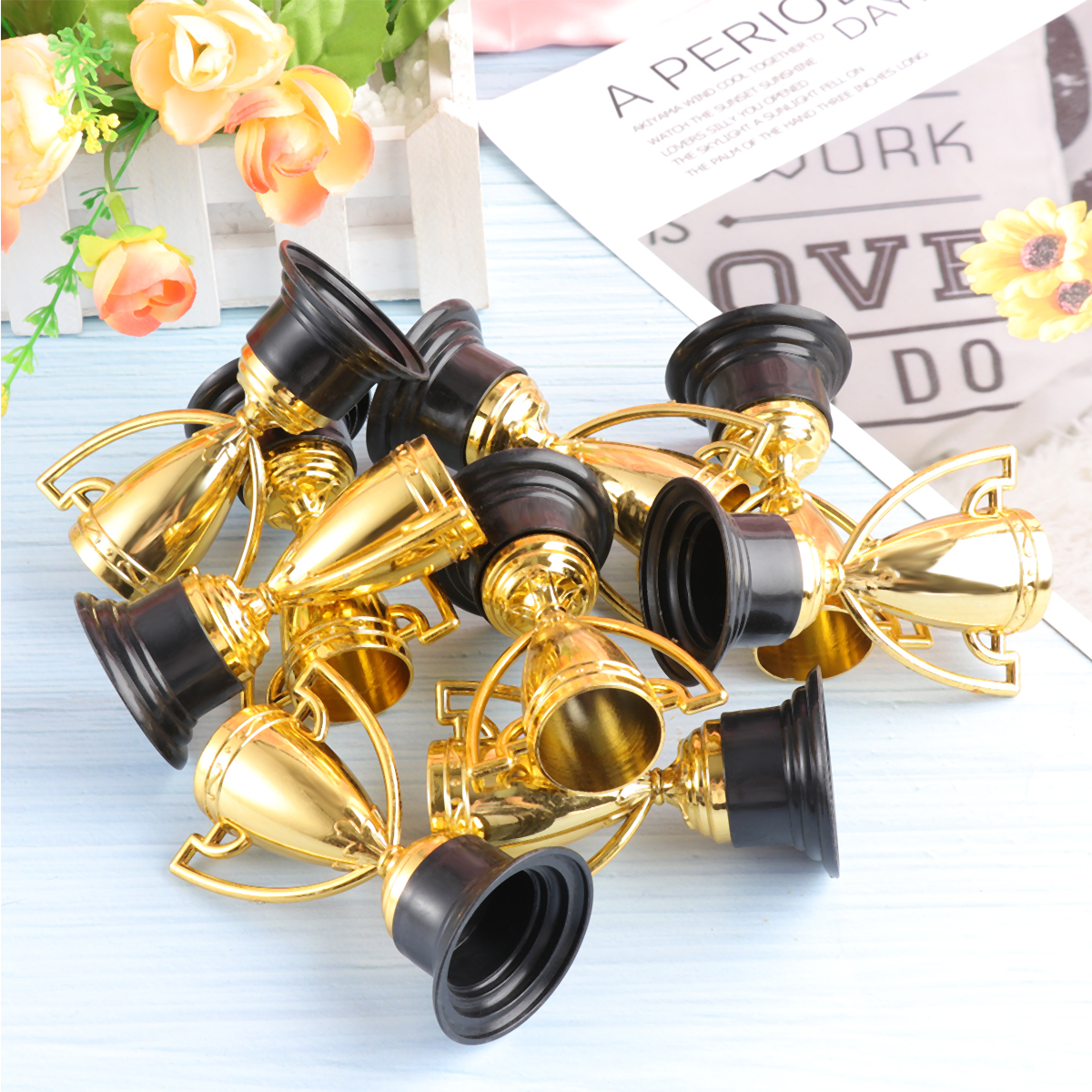 12pcs Golden Mini Award Trophy Reward Prizes Decor... – Grandado