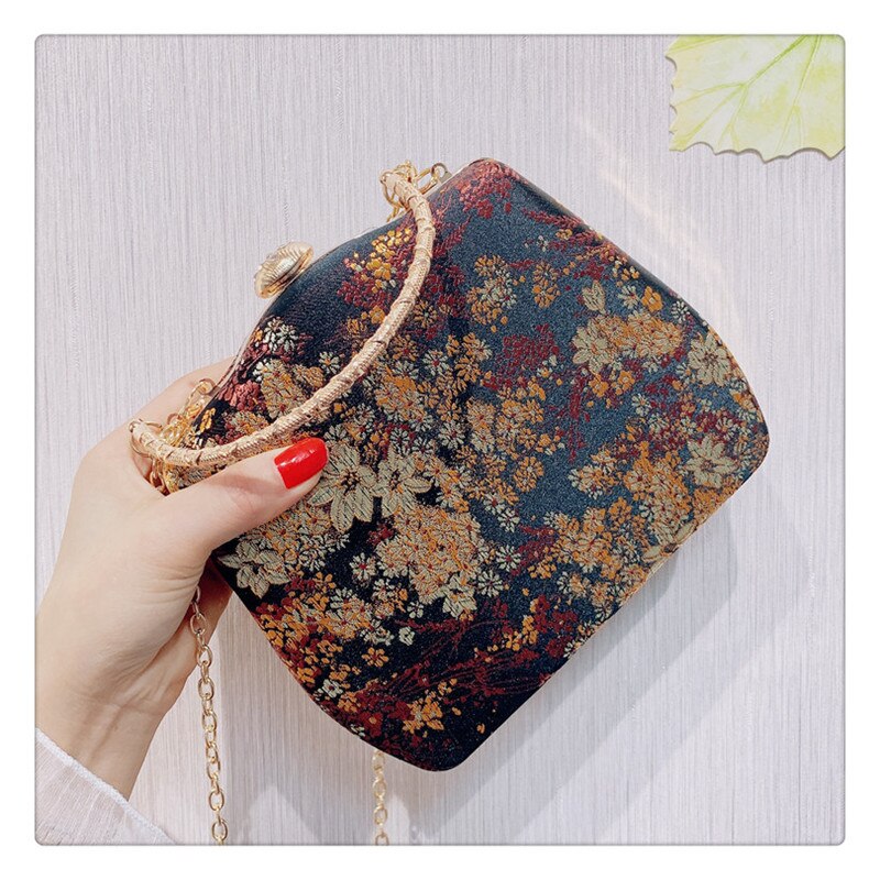 Bride Wedding Bags Red Embroidered Handbag Mouth G... – Grandado