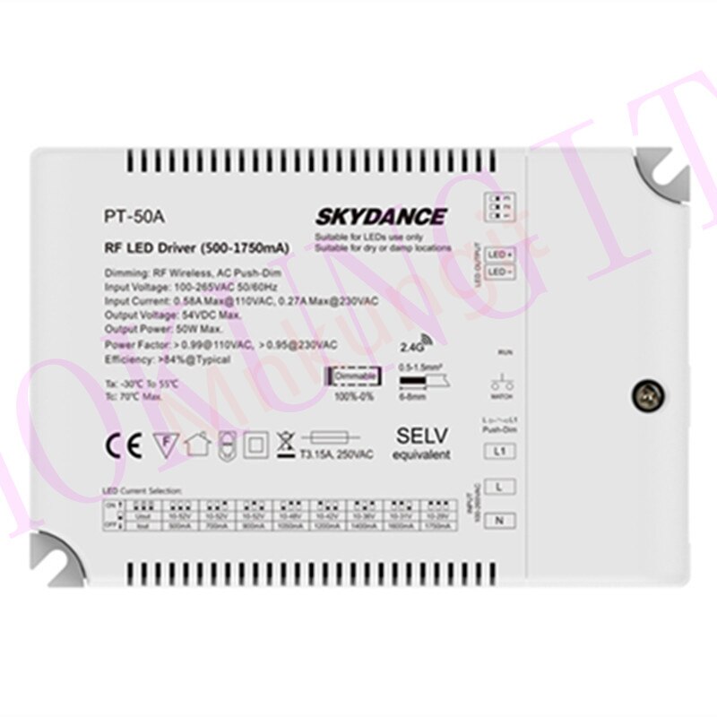 50W 500-1750mA Rf Dimbare Led Driver Push-Dim PT-5... – Vicedeal