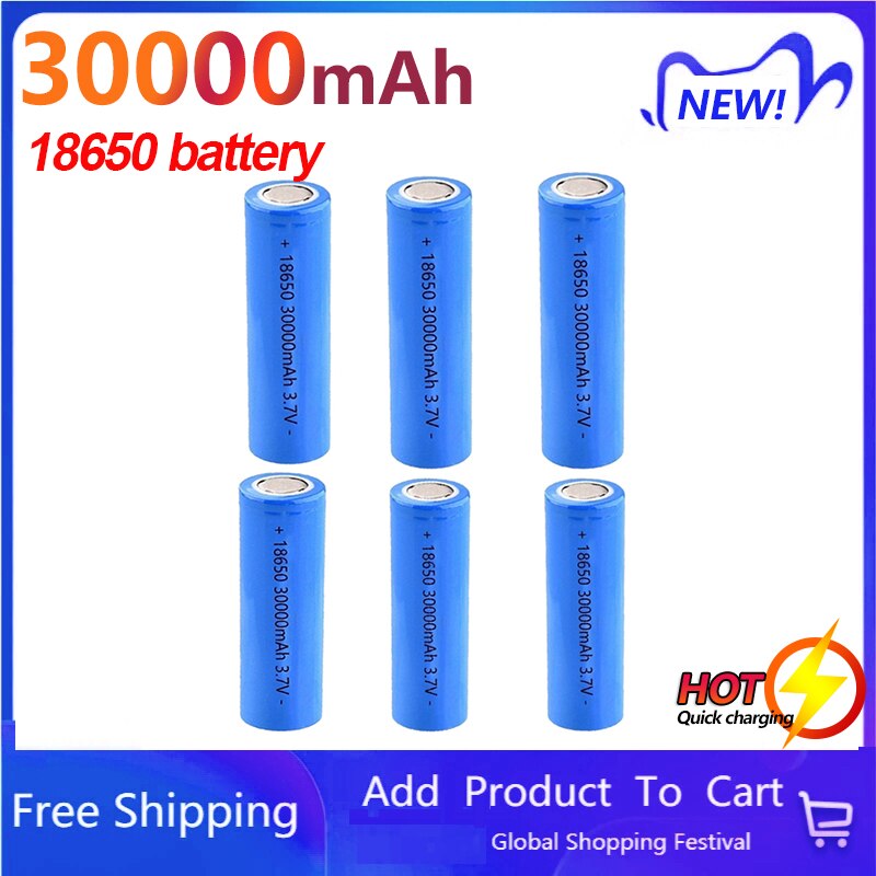 30000mAh 3.7V Li-ion Battery 18650 Li-ion Recharge... – Grandado