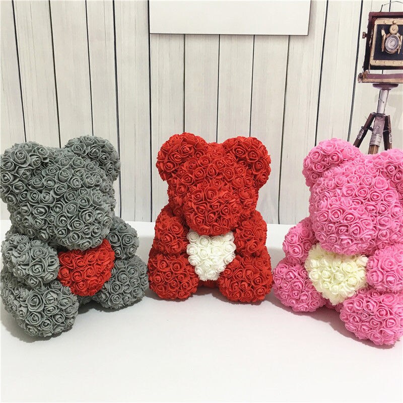 Lovely Big Red Rose Flower Bear Toys Ornaments for... – Grandado