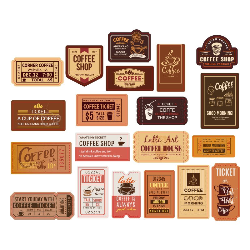 40 Pcs Coffee Theme Stickers Vintage Coffee Theme ... – Grandado