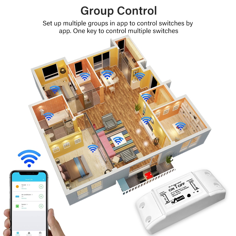 Wifi smart lysafbryder tuya/smart life app trådløs... – Grandado