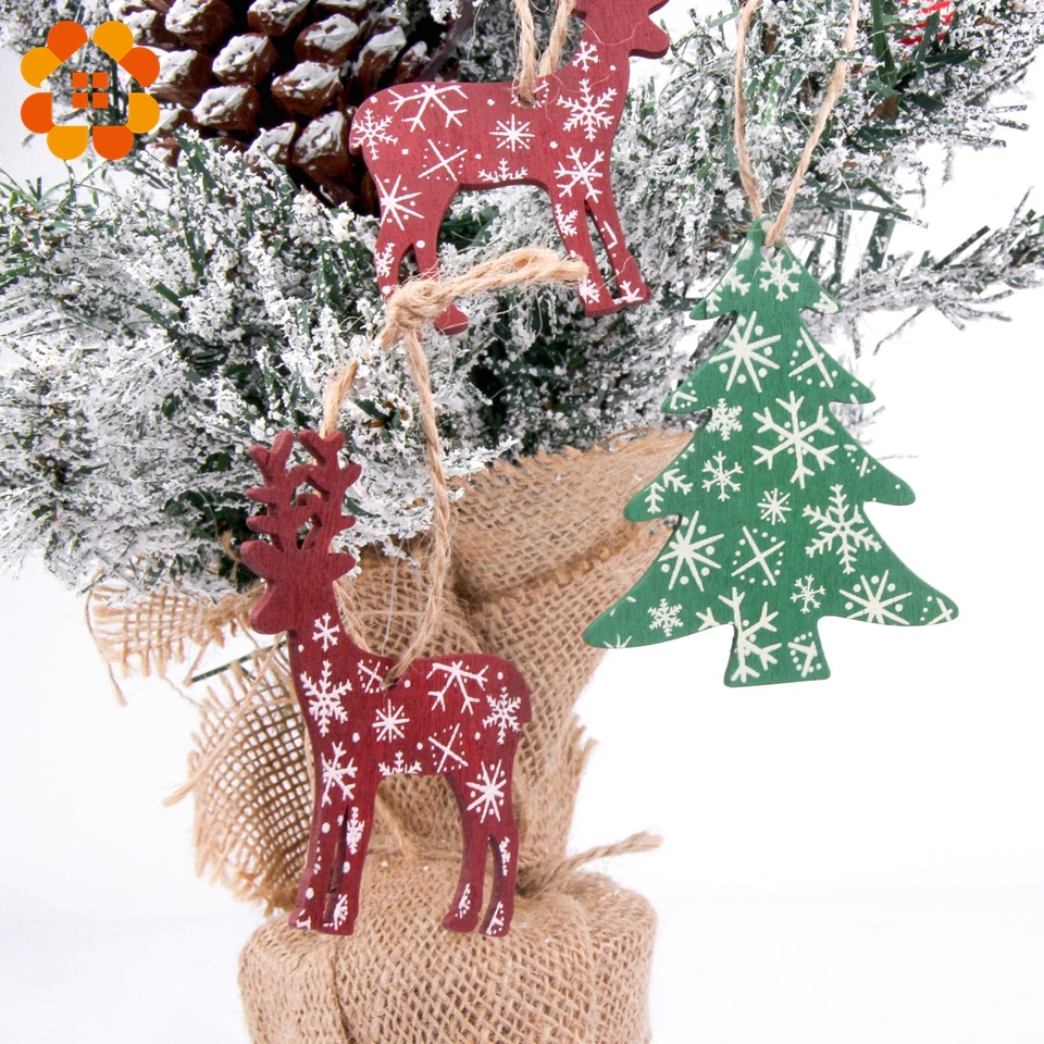 1SET DIY Wooden Printed Christmas Pendants Decorat... – Grandado