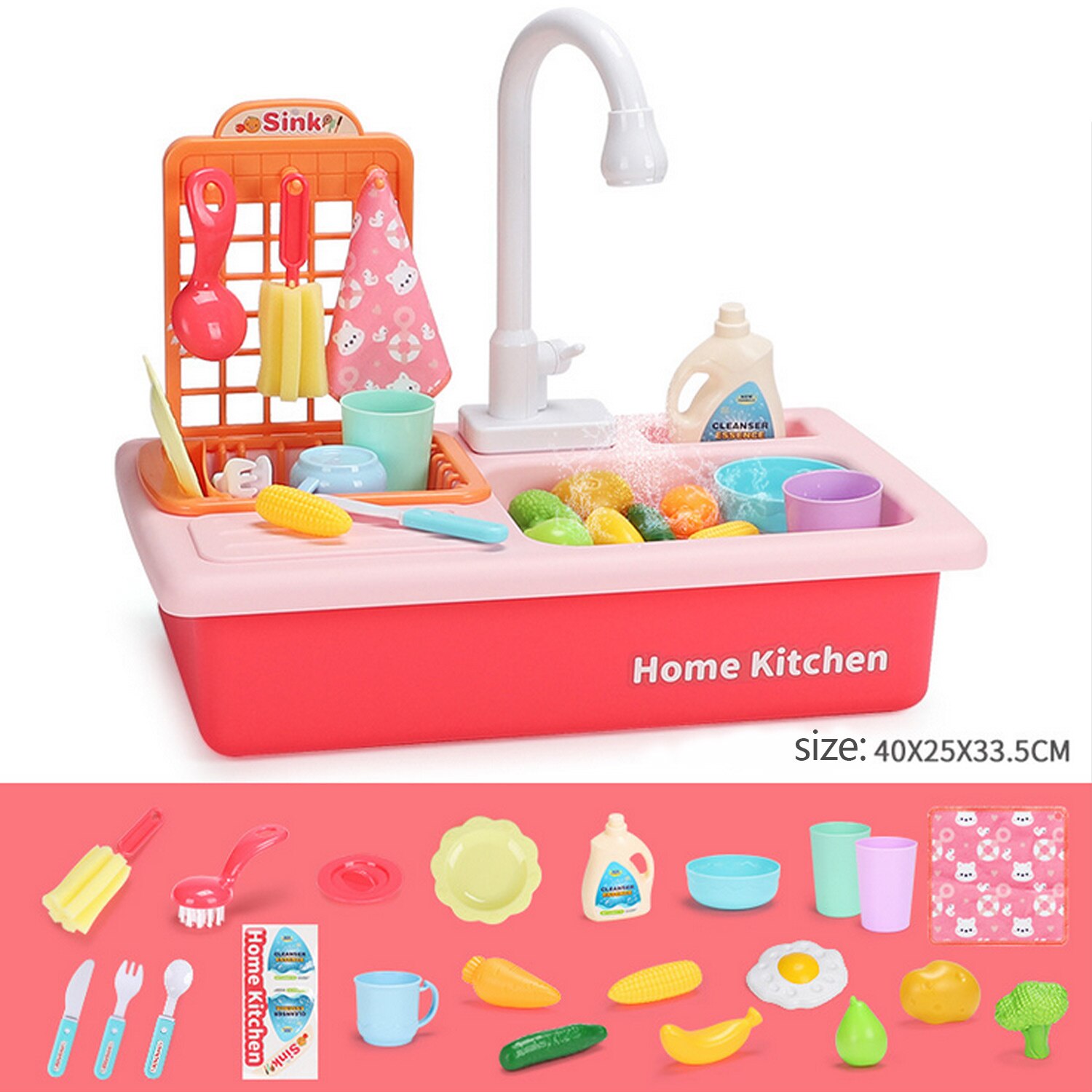 27PCS Kids Kitchen Sink Toy Set Electric Dishwashe... – Grandado