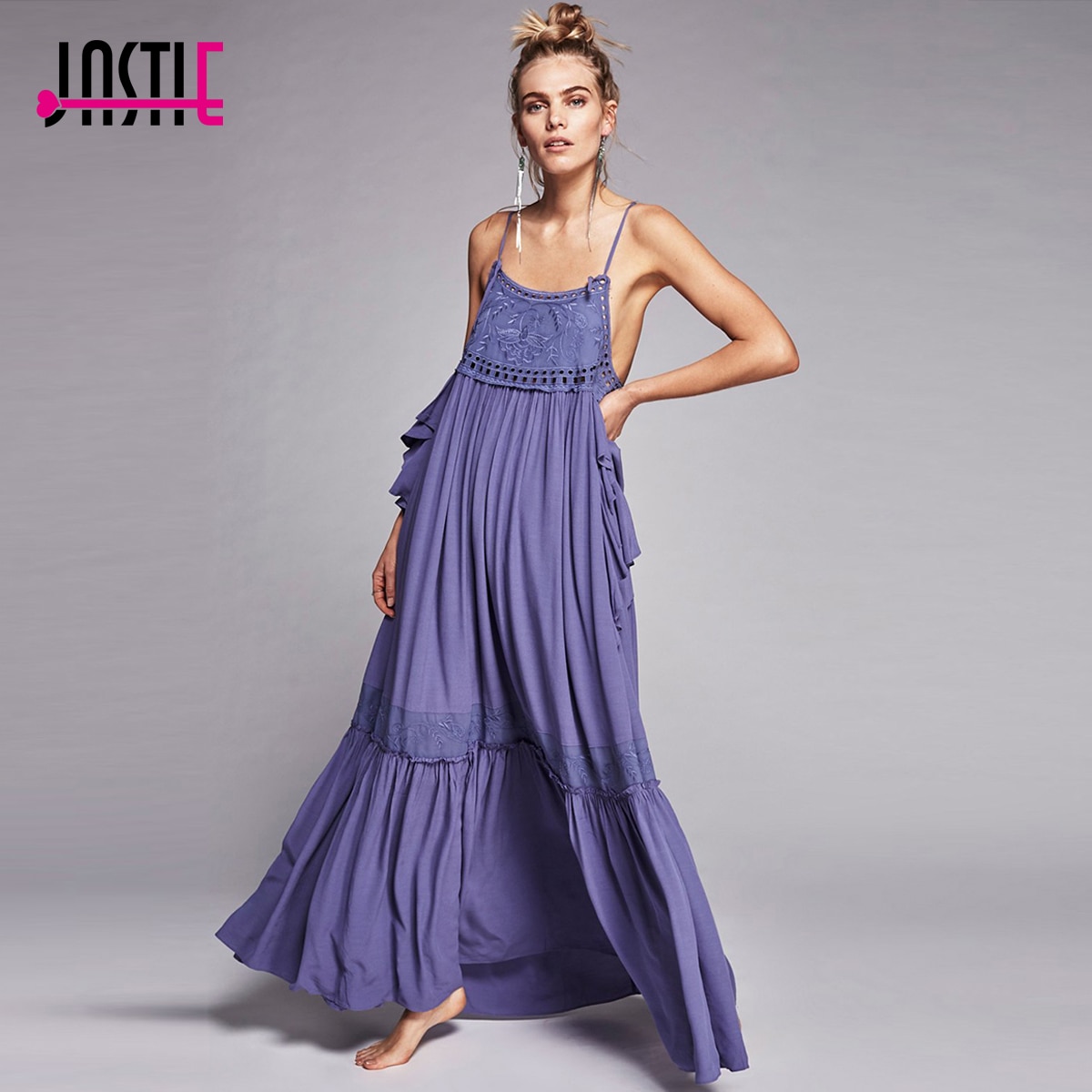 Jastie Sun Drenched Elsewhere Boho Maxi Dress Wome... – Vicedeal