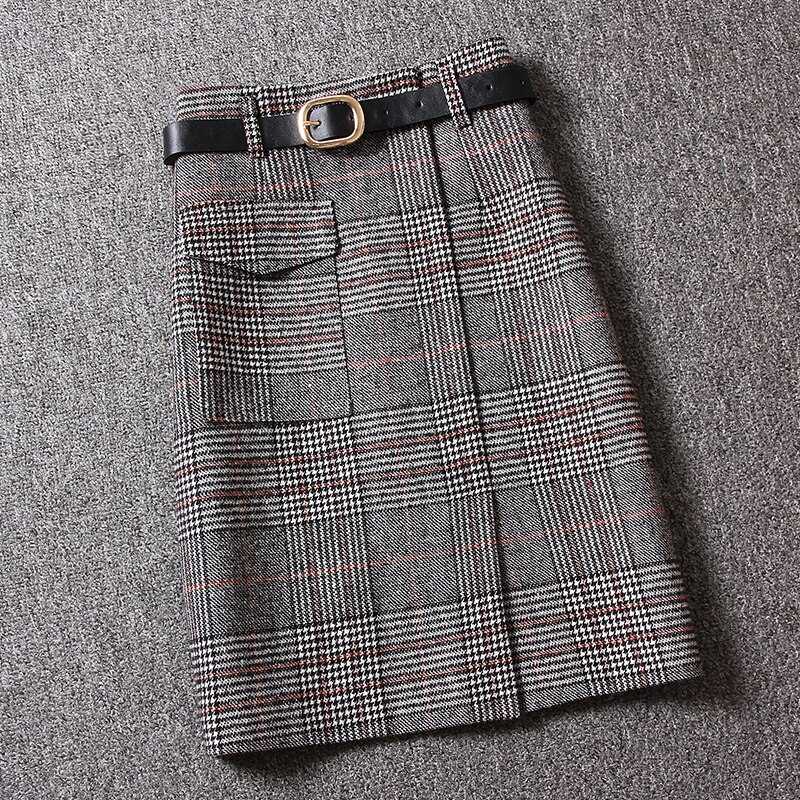 Lente Herfst Plaid Vrouwen Wollen Rokken Vintage S... – Grandado