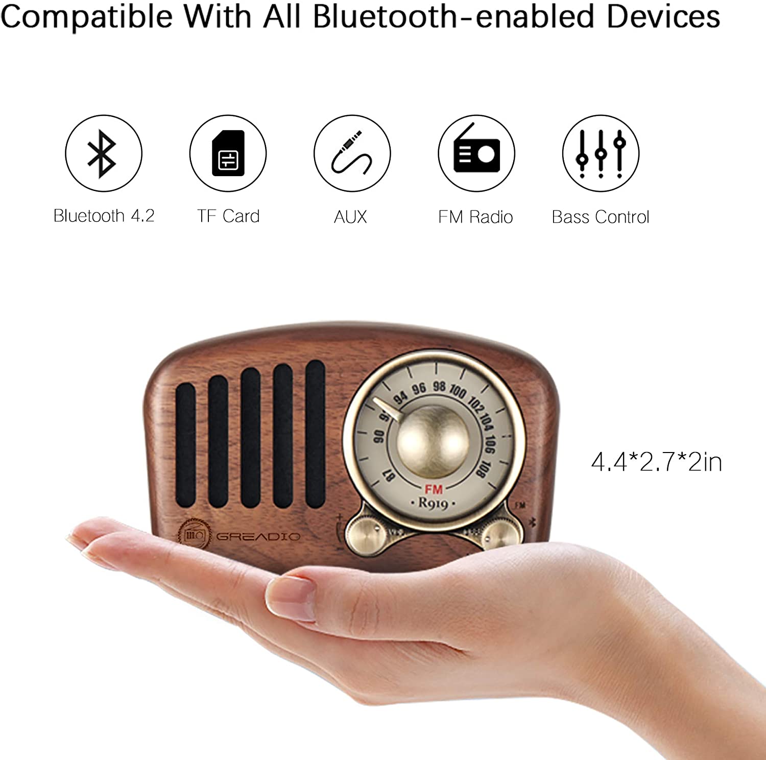 Radio Retro Bluetooth Speaker Walnut Wooden FM Rad... – Grandado