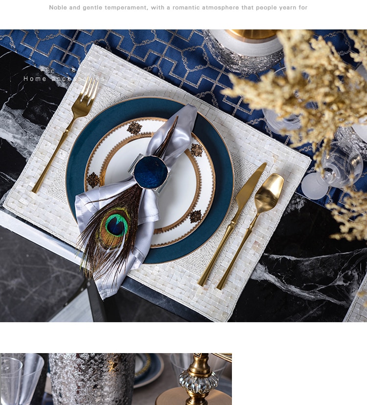 Luxtry Blue Ceramic Dinner Plate Set Steak Dish De... – Vicedeal